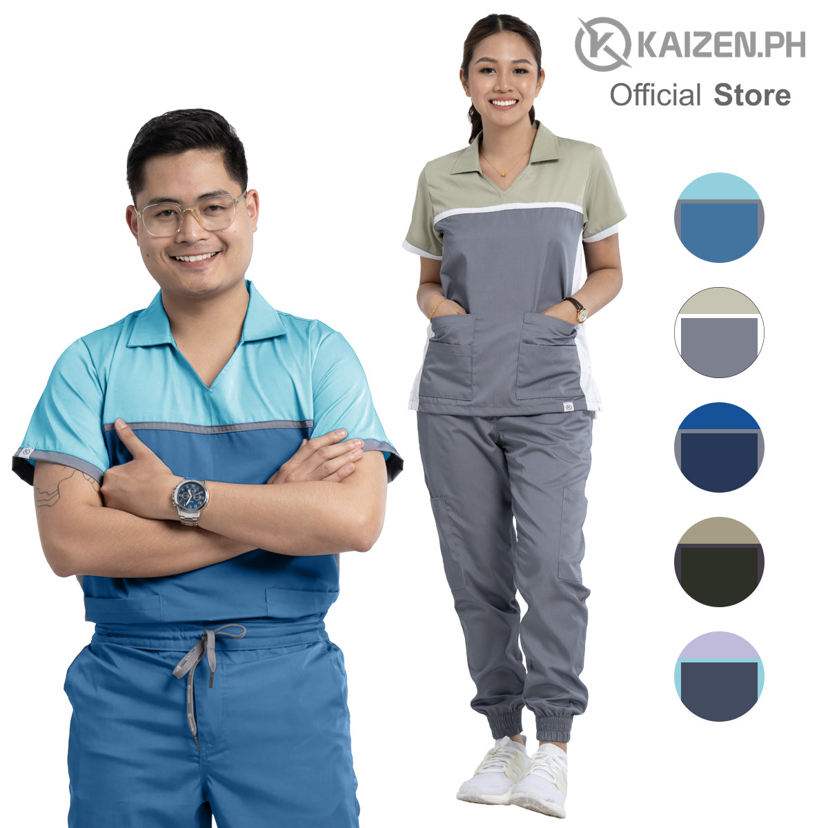 Scrub Suit 1st Gen KSS-40 Tri-color Sports Collar Top Cargo Jogger Pan ...