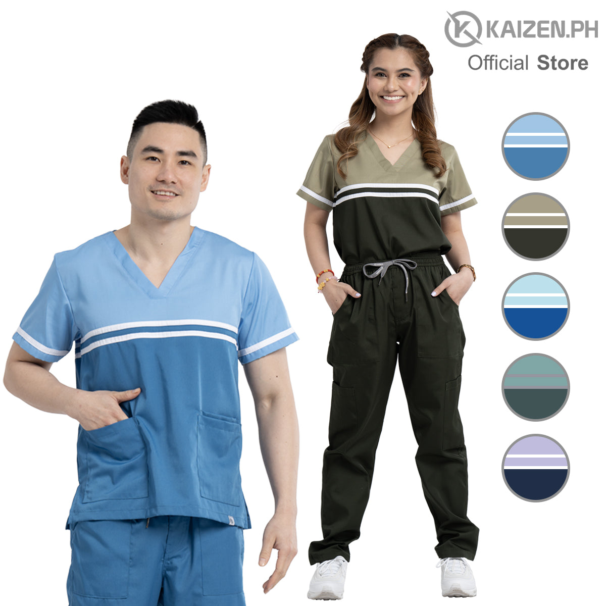 Scrub Suit 1st Gen KSS-41 Tri-color Combi Design Top, 5-pocket Regular ...