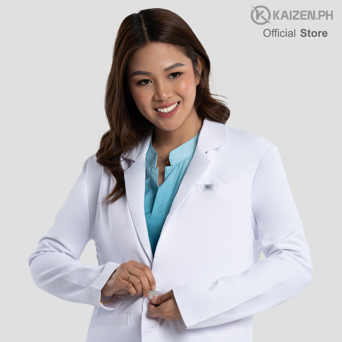 White Medical Coat (SHORT) KMS-01 Men and Women LUMINA PRO Fabric ...