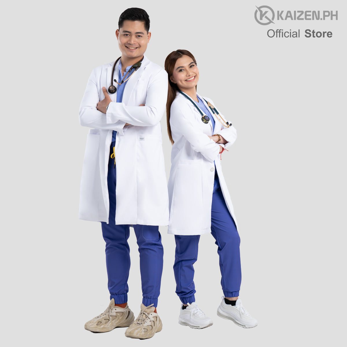 White Medical Coat (LONG) KML-01 Men and Women LUMINA PRO Fabric ...