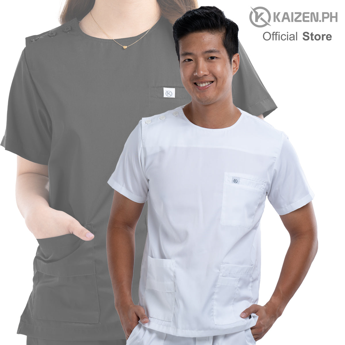 Scrub Suit 1st Gen KSS-45 Button Collection, 3-Button Overlap Shoulder ...
