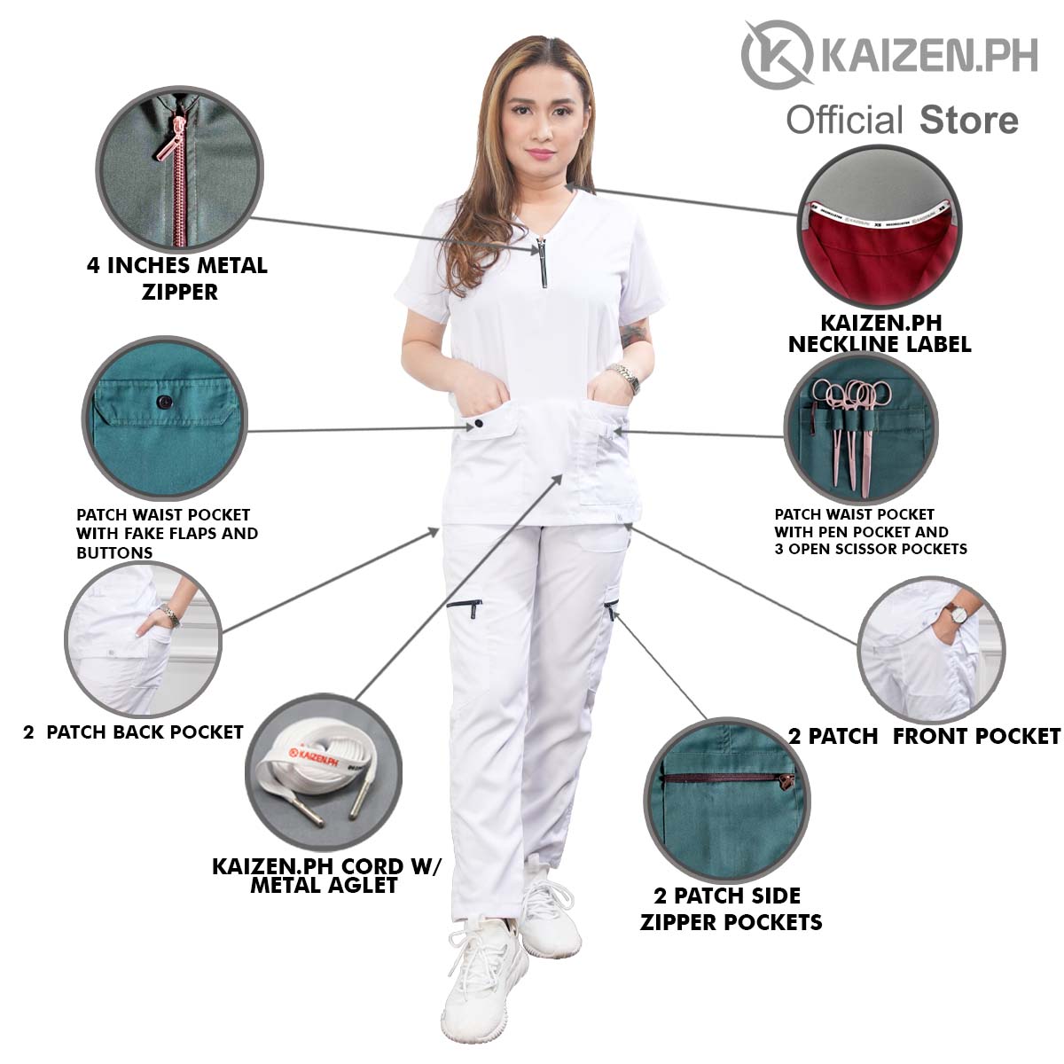 KSS-16 Metal Zipper 1/4 Length – Kaizen.PH Healthcare Apparel