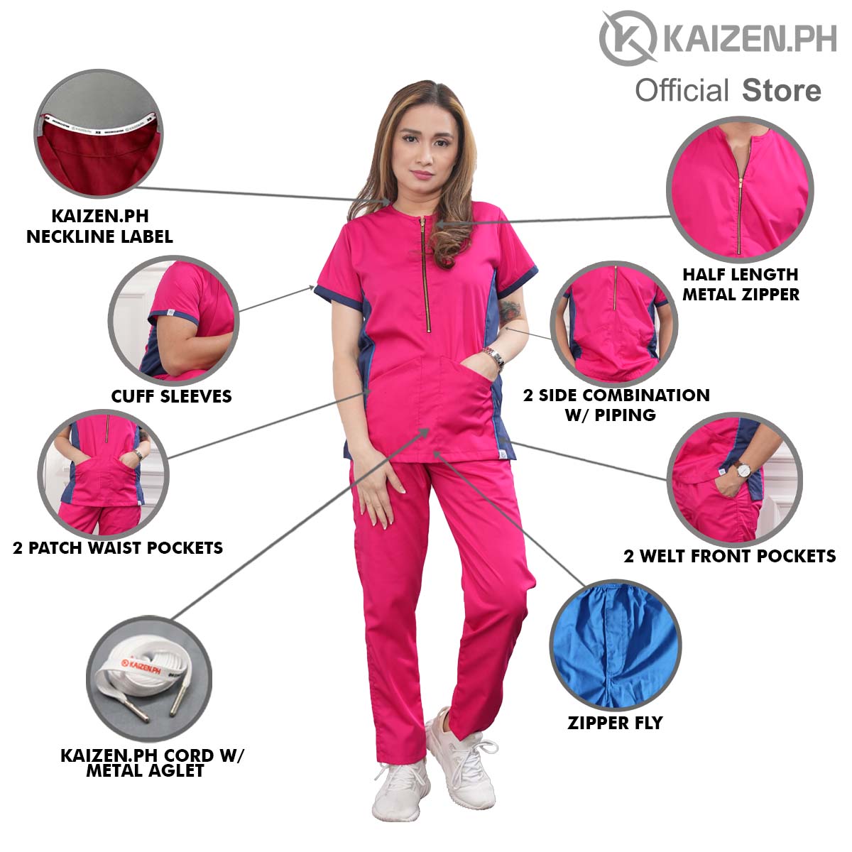 KSS-15 Tri-Color Half Zipper Series – Kaizen.PH Healthcare Apparel